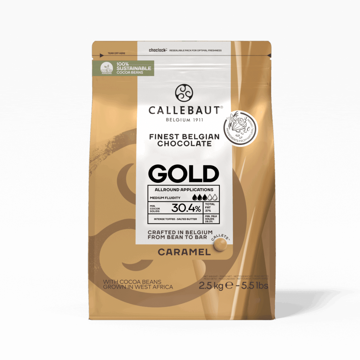 Callebaut Gold Caramel 30.4% Callets - 2.5Kg - N Calleja Trading